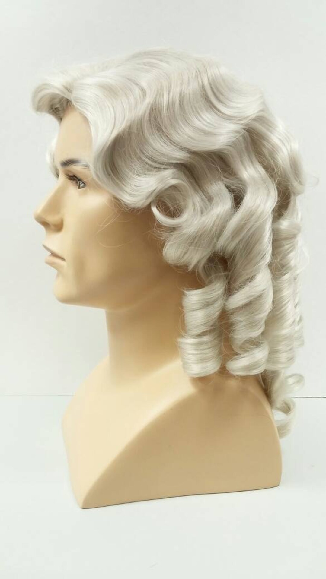 Mens Light Gray Curly Colonial Costume Wig. 1700s Style Ringlets Wig ...