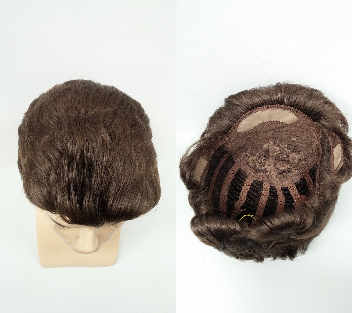 Men's Medium Brown Brushed Back Style Wig. Short Synthetic - Etsy