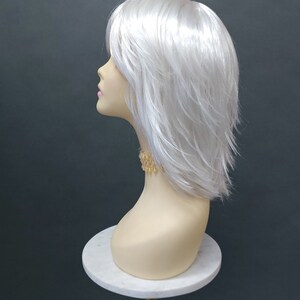 12 Inch White Straight Layered Shag Wig With Bangs Anime Costume ...
