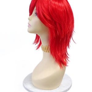 12 Inch Red Shag Style Straight and Layered With Bangs Anime Costume ...
