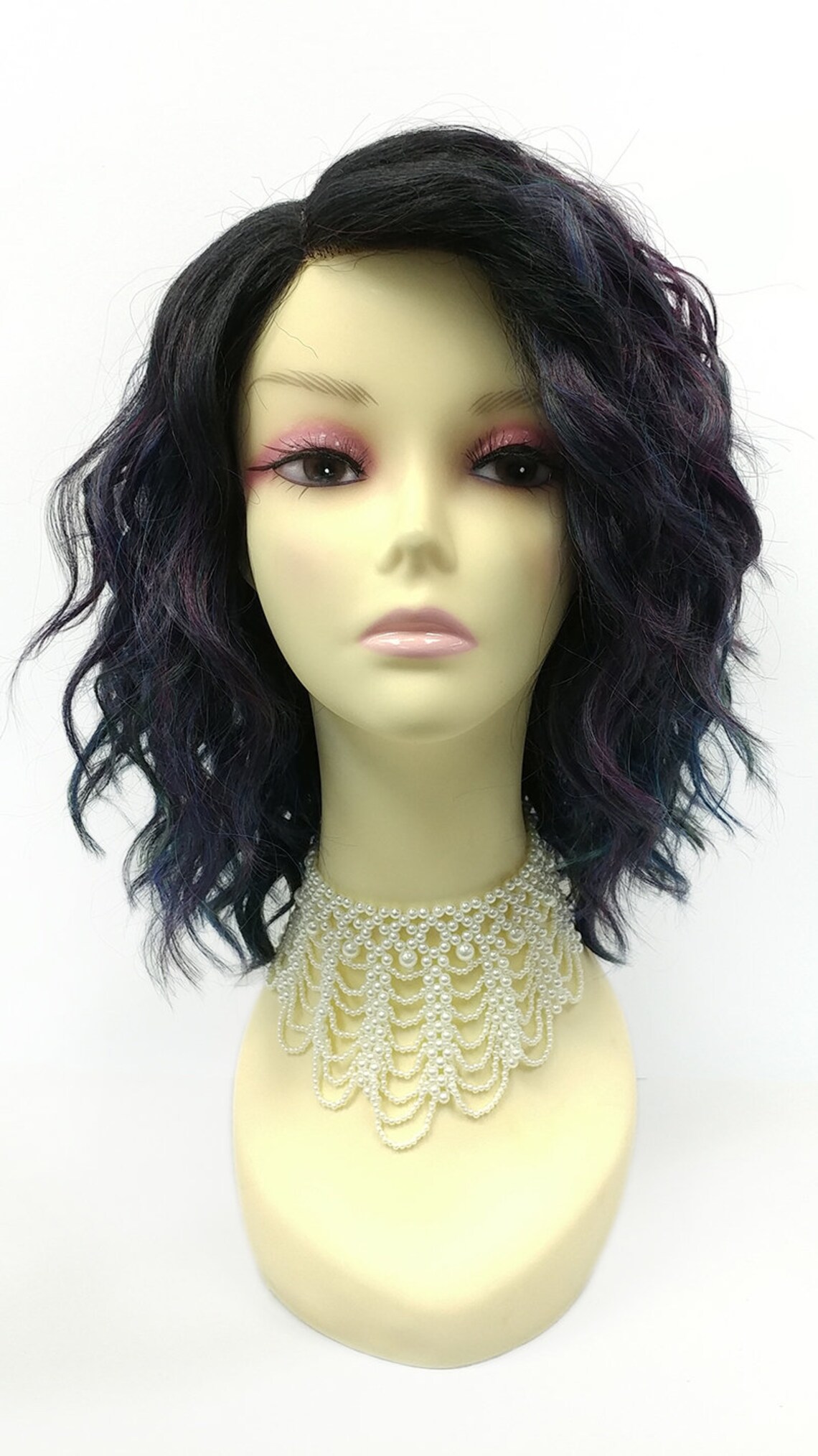12 Inch Lace Front Blue Purple Toned Oil Slick Streaks With - Etsy