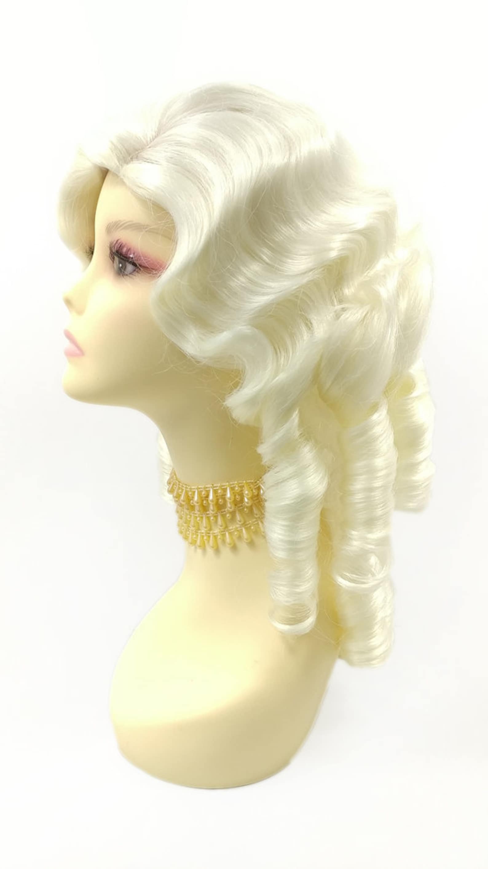 16 Inch Unisex Platinum Blonde Long Curly Colonial Wig. 1700s | Etsy