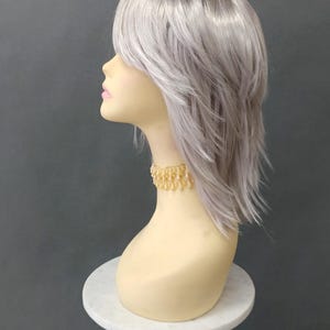 12 Inch Silver Grey Shag Style Straight and Layered With Bangs Costume ...