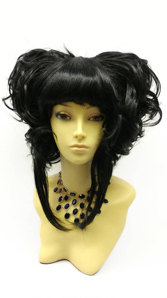 Petite Black Short Double Pouf Poof Wig. Anime Cosplay Wig. | Etsy