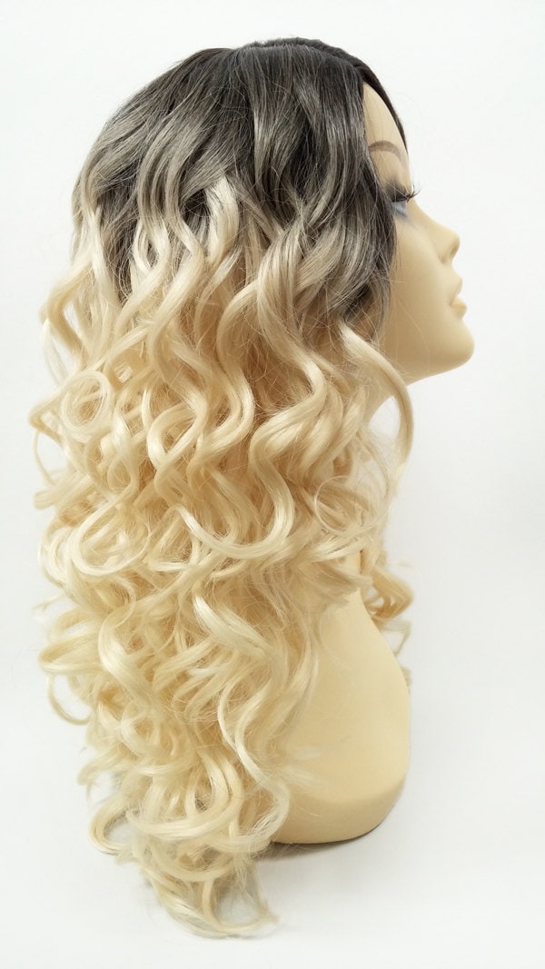 Long 18 Inch Curly Light Blonde Heat Resistant Wig With Dark | Etsy