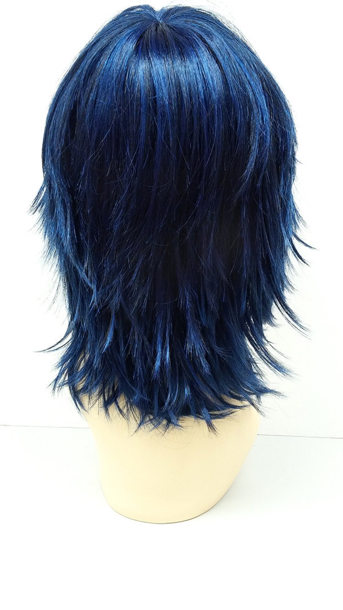 12 Inch Midnight Dark Blue Shag Style Wig Straight And Etsy