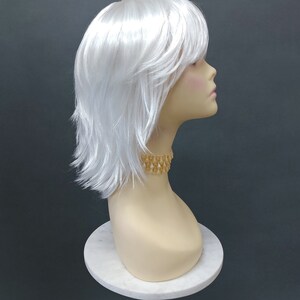 12 Inch White Straight Layered Shag Wig With Bangs Anime Costume ...