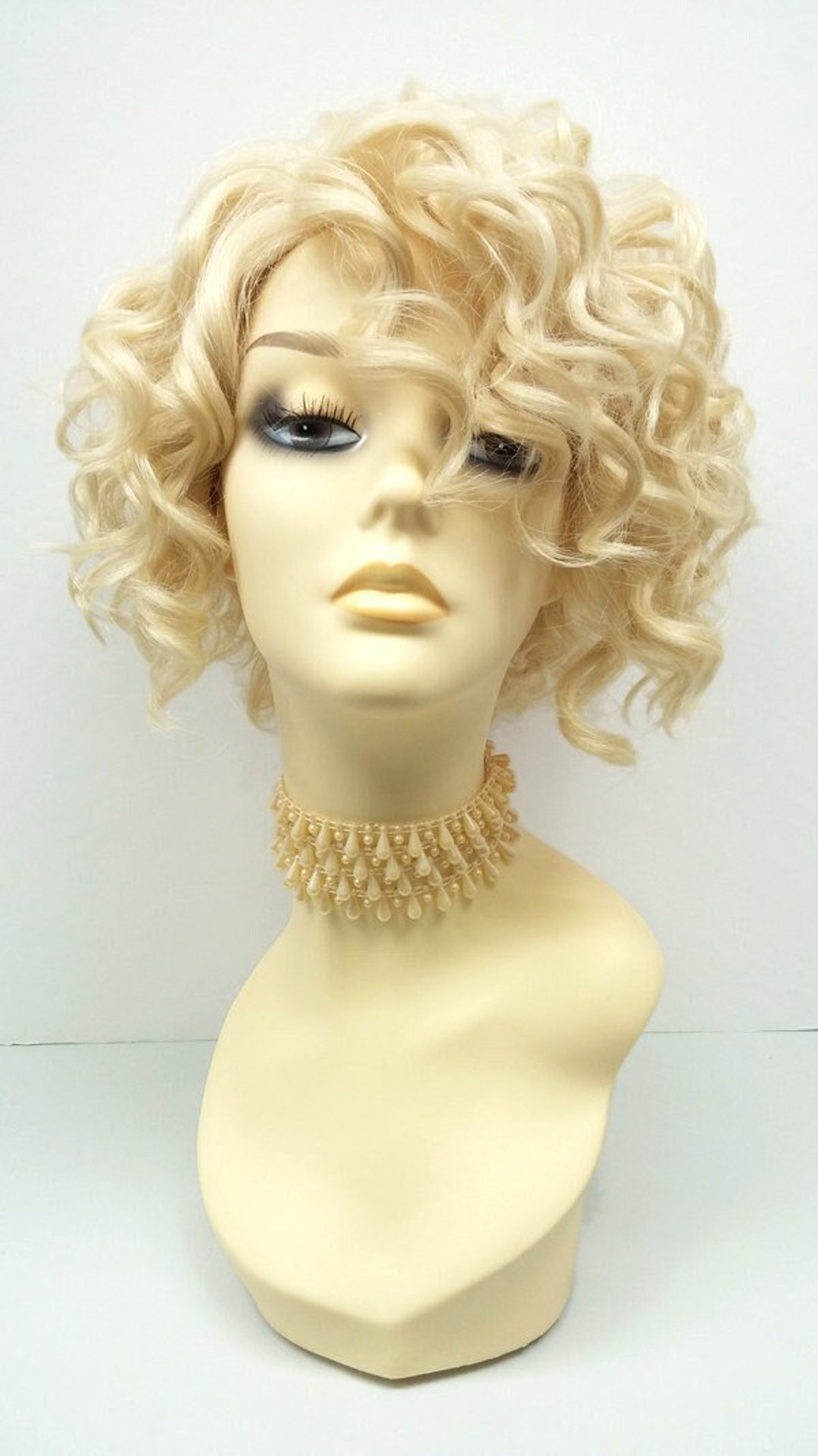 Blonde Short Curly Side Part Lace Front Heat Resistant Madonna Style ...