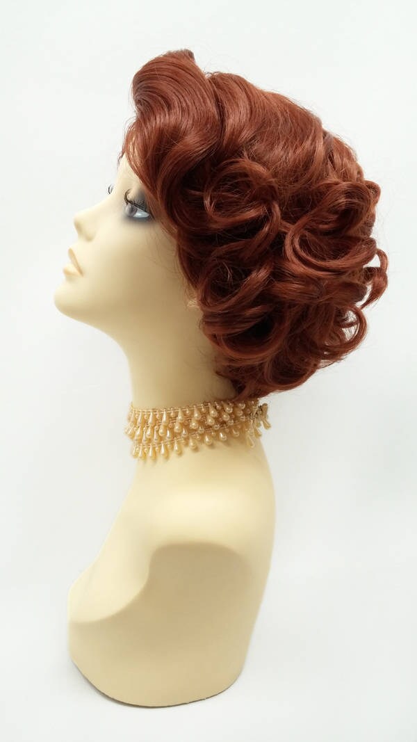 Lace Front Short Bright Auburn Retro Curly Wig. Doris Day - Etsy
