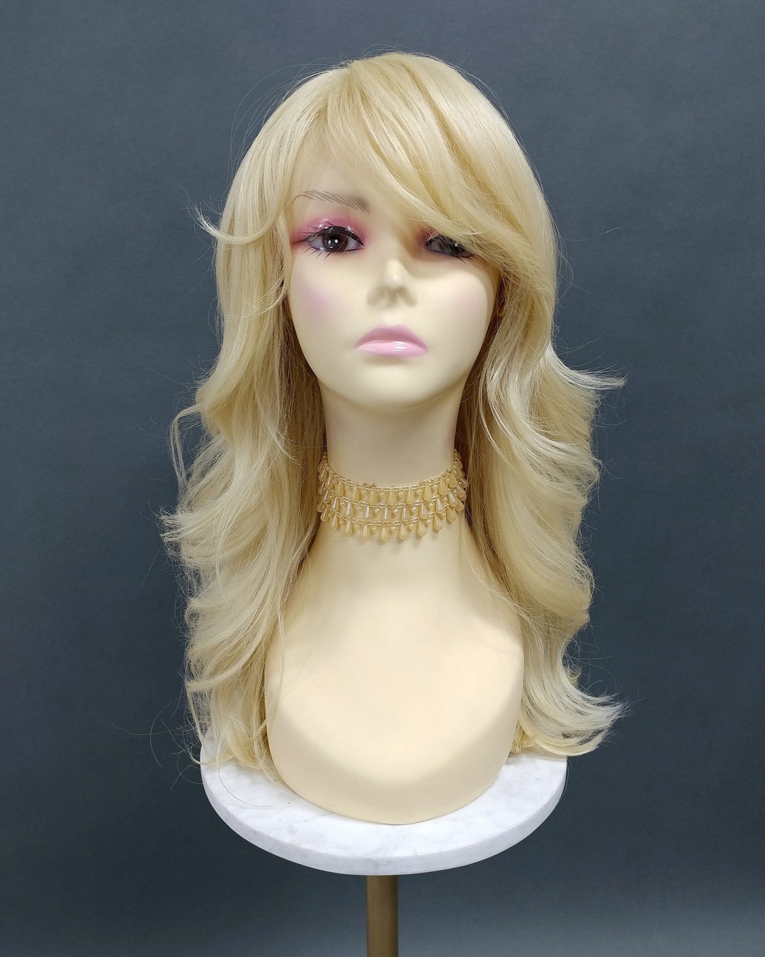 18 Inch Light Blonde Long Wavy Side Part Heat Resistant Wig - Etsy