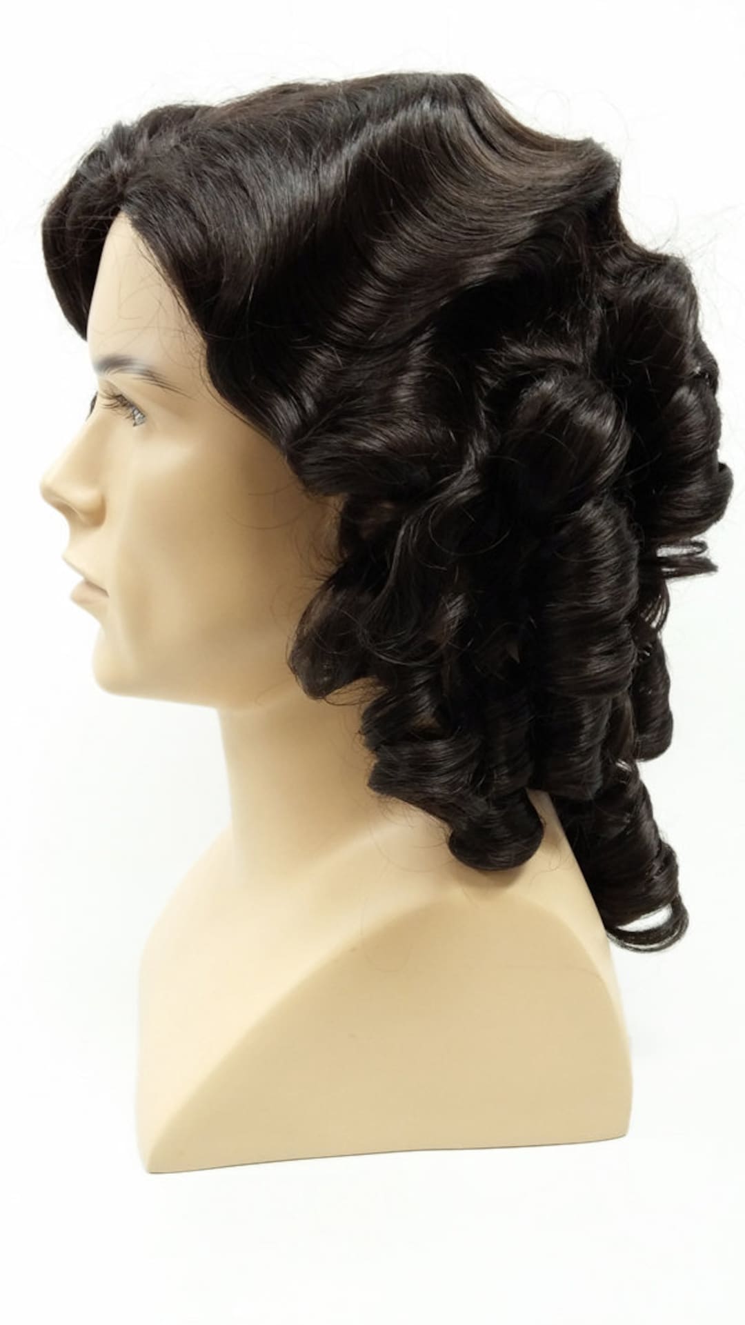 Mens Darkest Brown Curly Colonial Costume Wig. 1700s Style Ringlets Wig ...