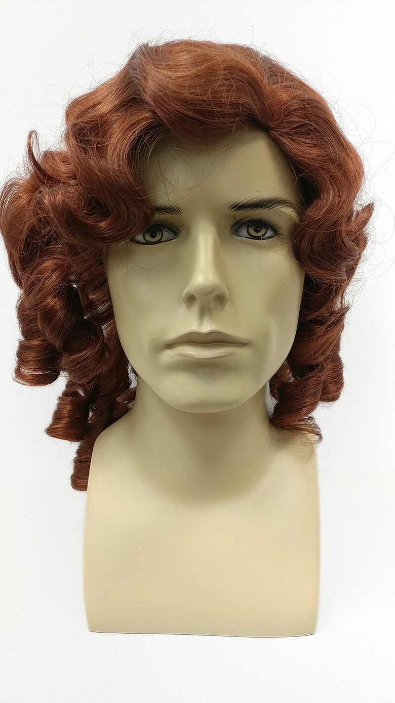 Unisex Bright Auburn Curly Colonial Costume Wig. 1700s Style Ringlets ...