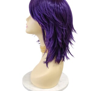 12 Inch Purple Shag Style Straight and Layered With Bangs Anime Costume ...