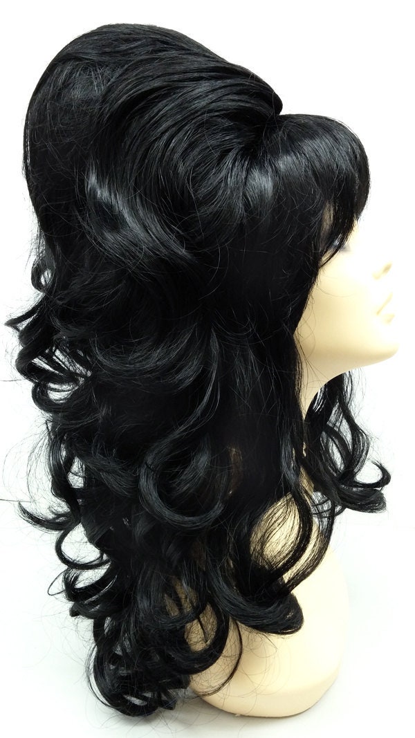 Long 17 Inch Black Wavy Beehive Costume Wig. - Etsy
