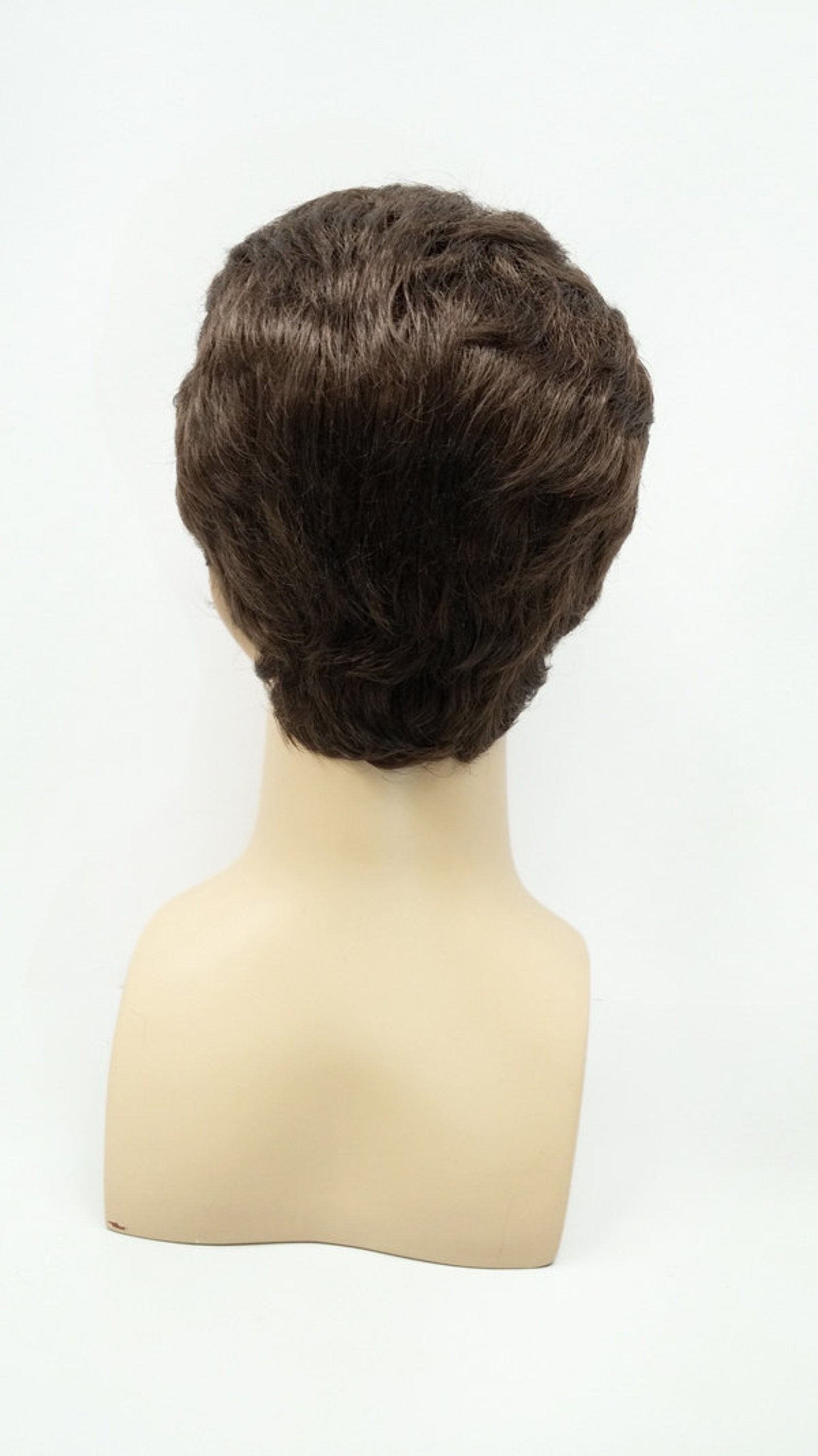 Men's Medium Brown Brushed Back Style Wig. Short Synthetic - Etsy