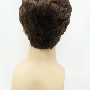 Men's Medium Brown Brushed Back Style Wig. Short Synthetic Fashion Wig ...