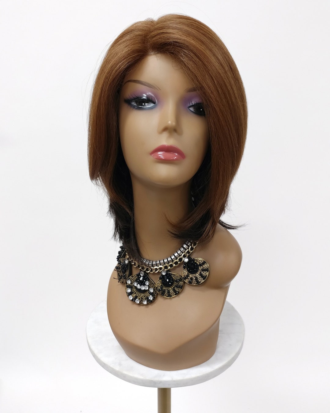 12 Inch Deep Lace Front Straight Texturized Copper Brown With Dark ...