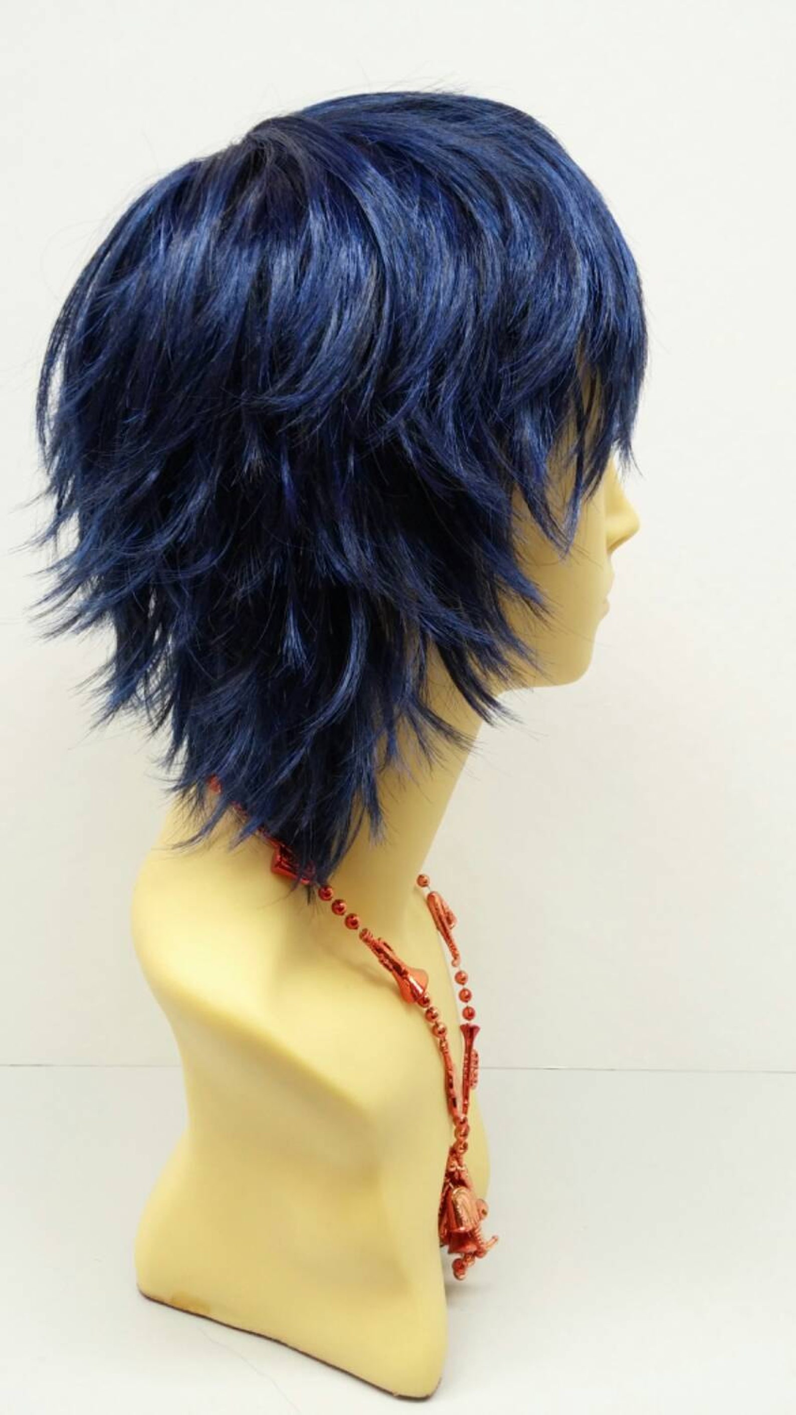 Short Layered Wind Blown Shag Style Midnight Blue Cosplay Wig. | Etsy