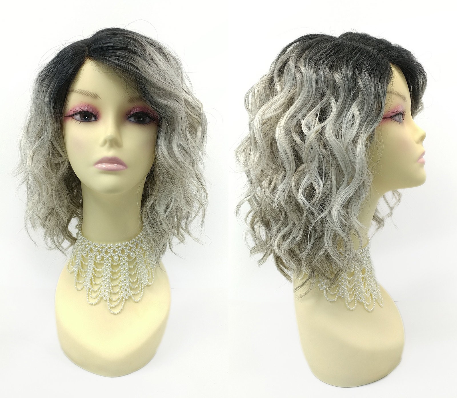 12 Inch Lace Front Light Gray and Light Brown Mix With Dark - Etsy