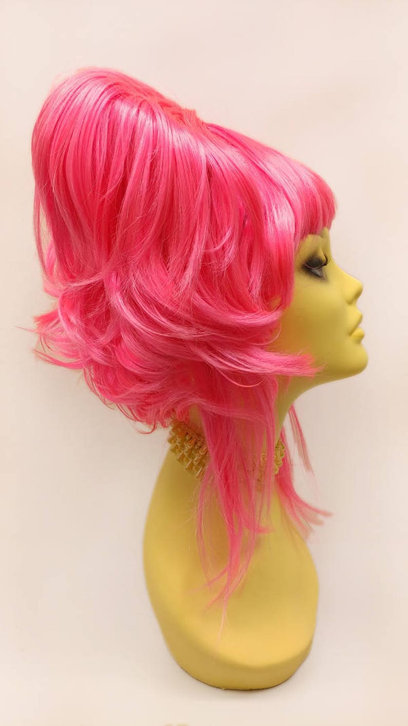 Petite Hot Pink Short Double Pouf Poof Wig. Anime Cosplay Wig. - Etsy