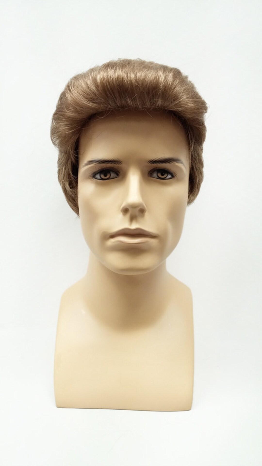 Men's Lightest Brown Brushed Back Style Wig. Short Synthetic Fashion ...