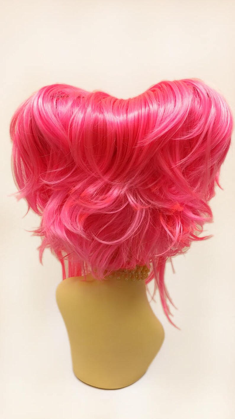 Petite Hot Pink Short Double Pouf Poof Wig. Anime Cosplay Wig. - Etsy