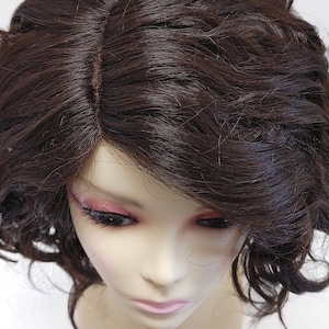 12 Inch Lace Front Dark Brown Short Wavy Lob Heat Resistant Wig With ...