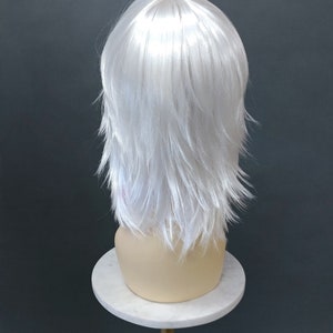 12 Inch White Straight Layered Shag Wig With Bangs Anime Costume ...