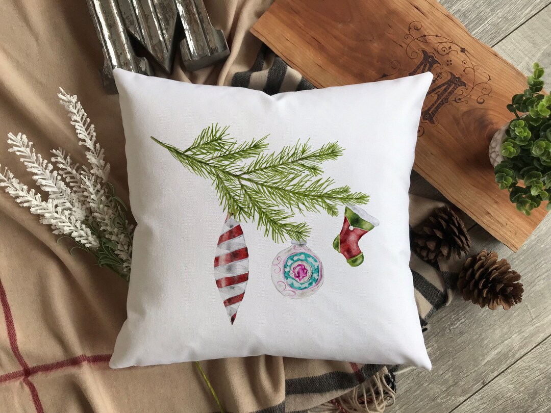 Christmas Ornament With Pine Tree Pillow Cover Holiday Decor Festive ...