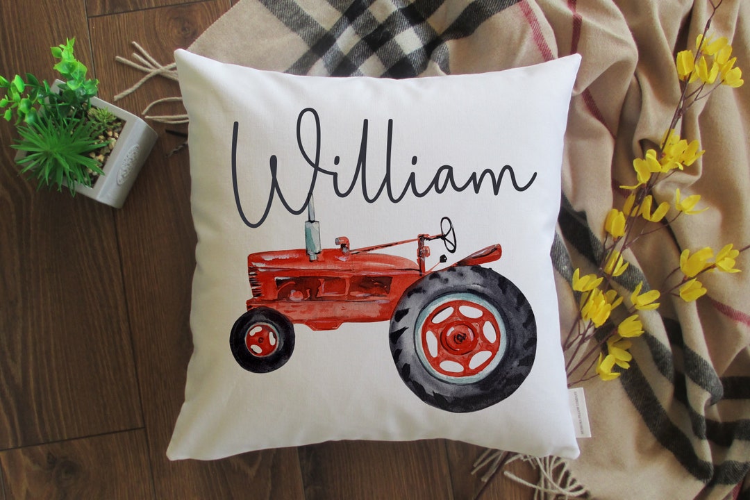 Tractor Children's Pillow Cover With Name | Full Color Baby Pillow ...