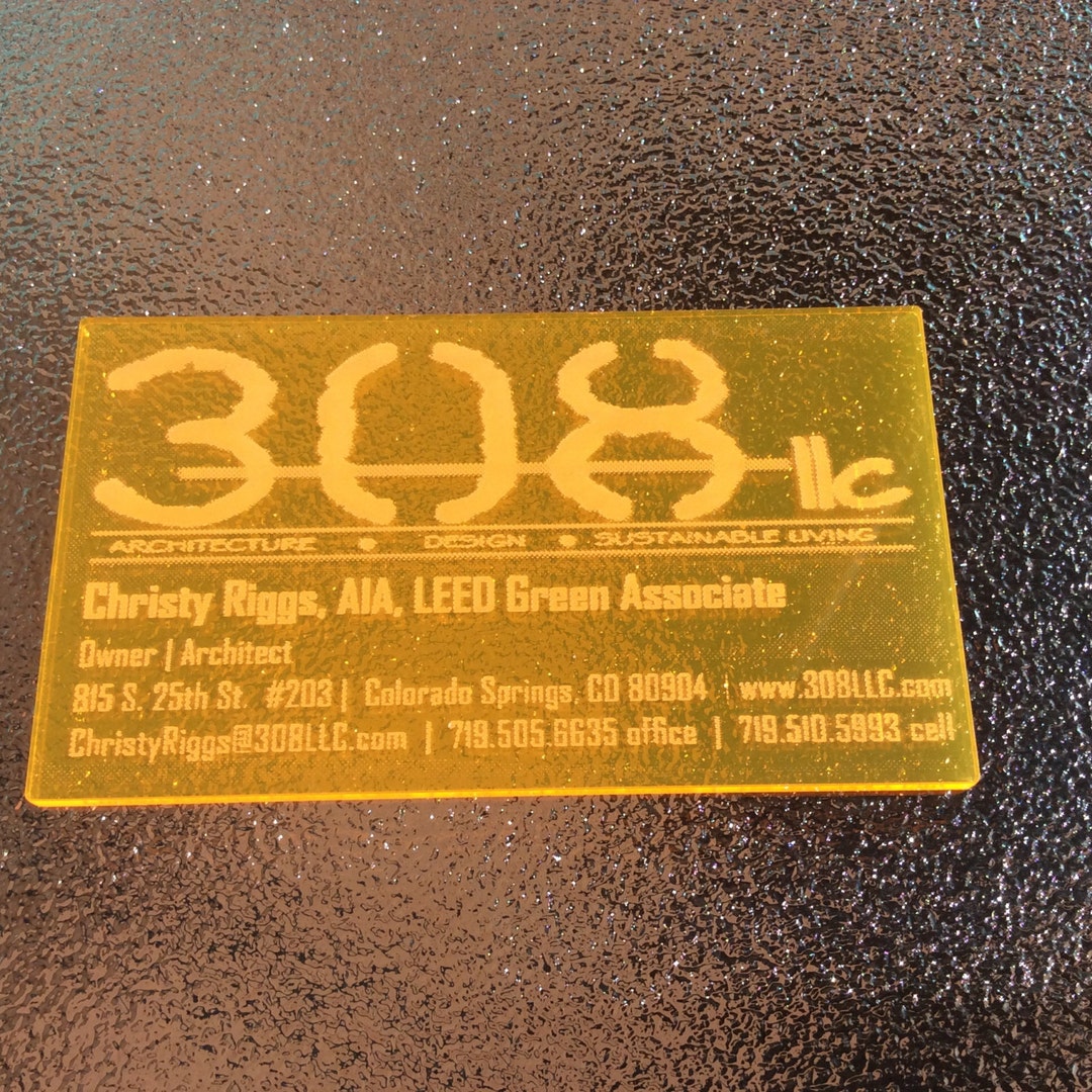 Acrylic Business Cards, Custom, Laser Engraved, Fluorescent Colors ...