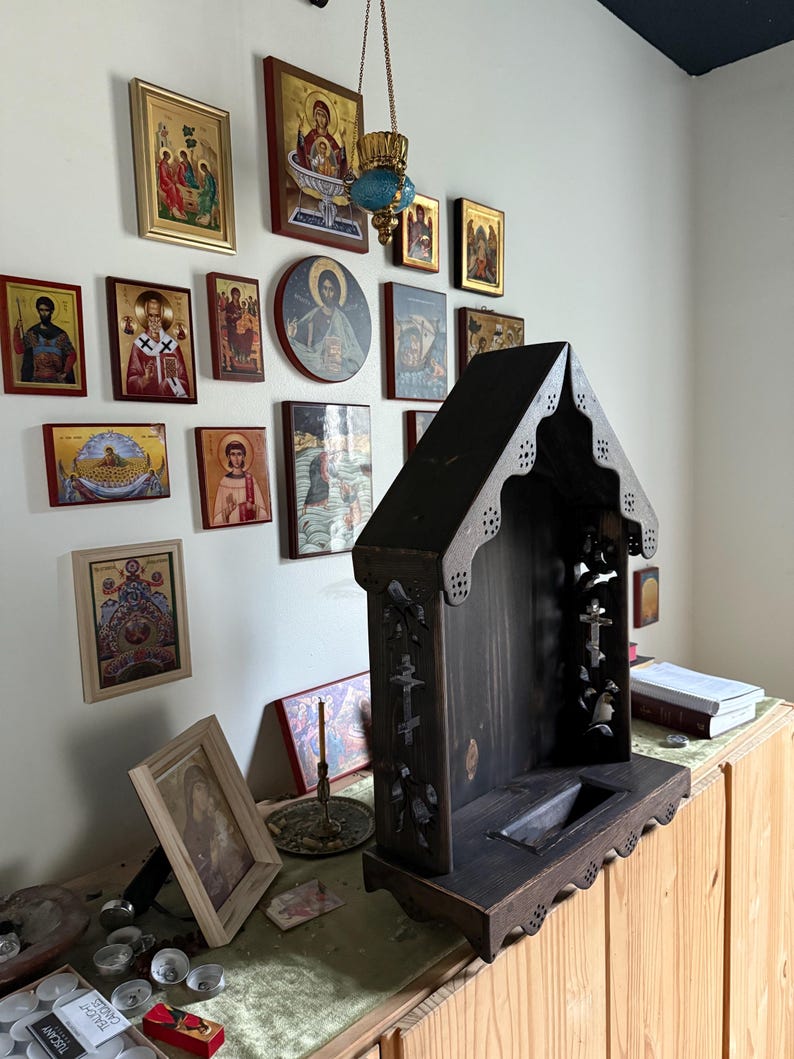 Handmade Wooden Orthodox Icon Corner Shelf/shrine - Etsy
