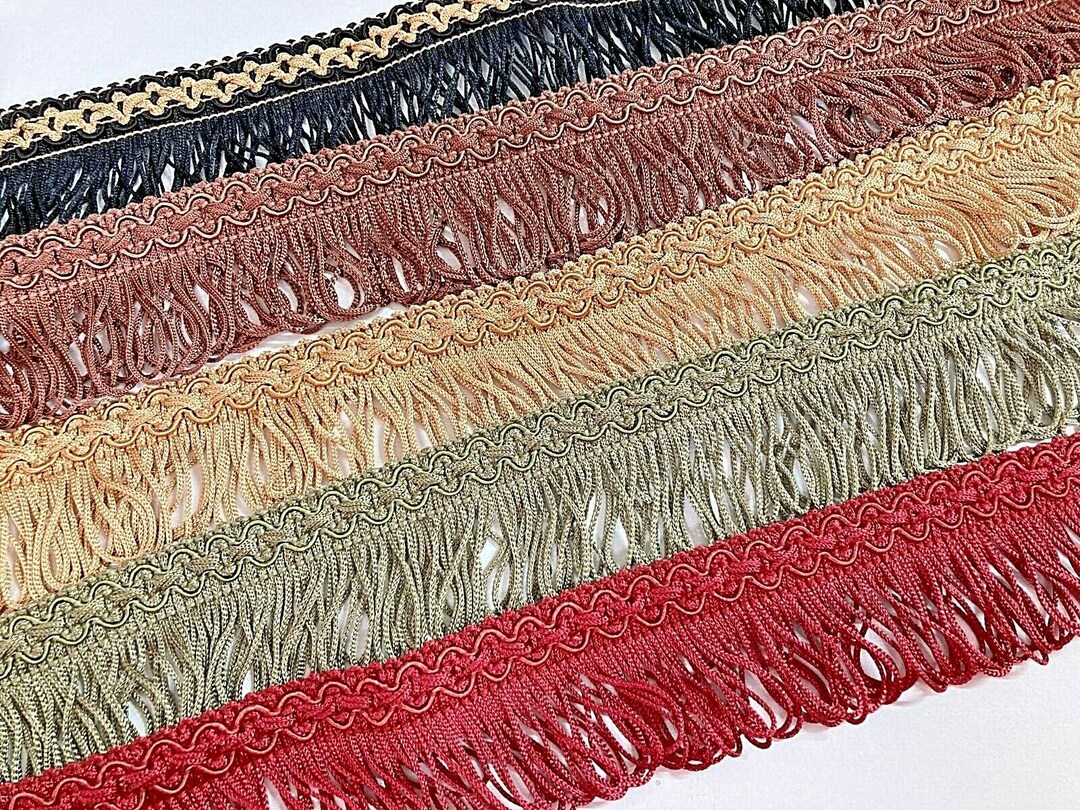 Looped 5 Cm Fringe & Decorative Gimp Braid Furnishing Trimming All ...