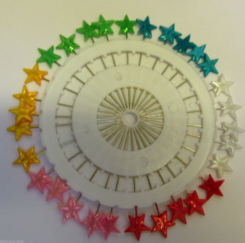 Plastic Headed Extra Long Pins - Assorted Colours - Hearts-stars-daisy ...