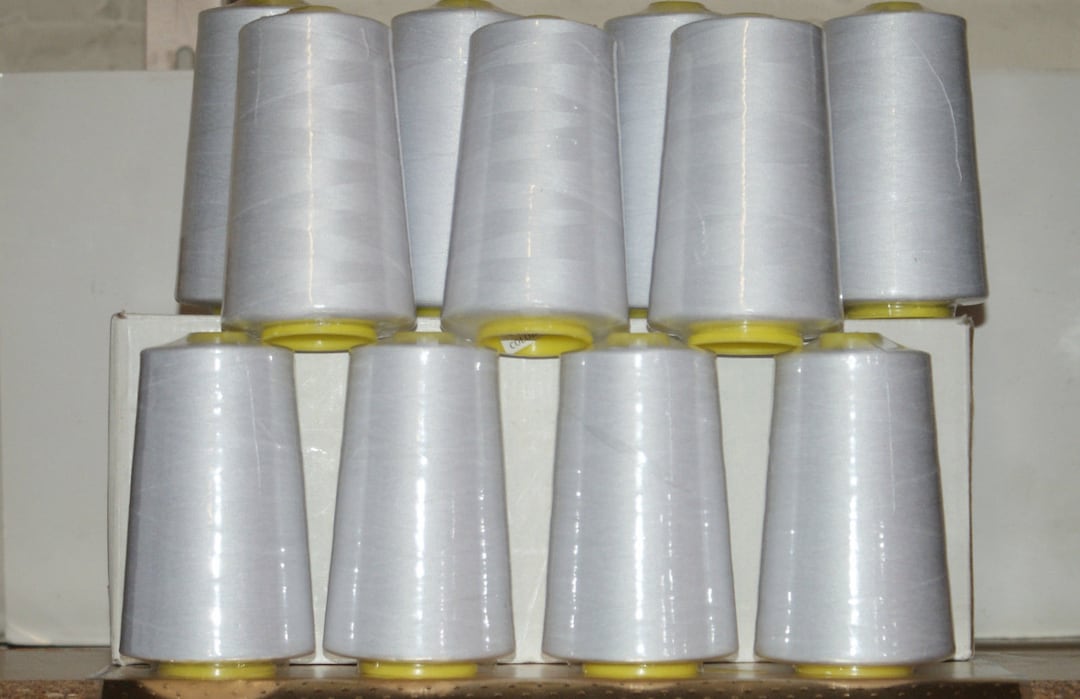 White Overlocking Sewing Machine Polyester Thread Four 5000 Yard Cones ...