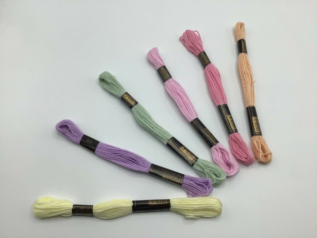 6 Skeins Trebla Embroidery Cross Stitch Thread '6 X 8 Metre Skeins' 100 ...