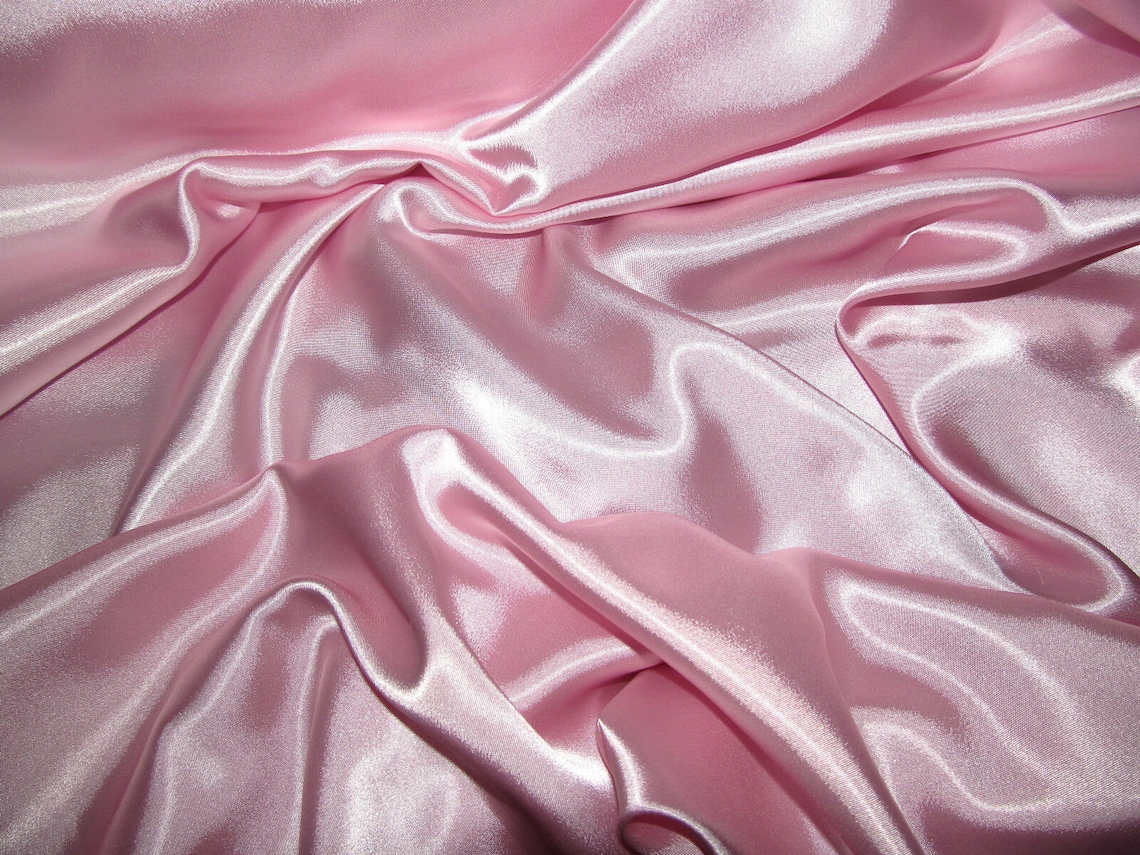 Satin Silky Pink Coloured Fabric Plain Dress & Craft Material 150cm ...