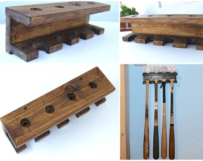 Wooden Baseball & Bat Holder Rack Display - Etsy