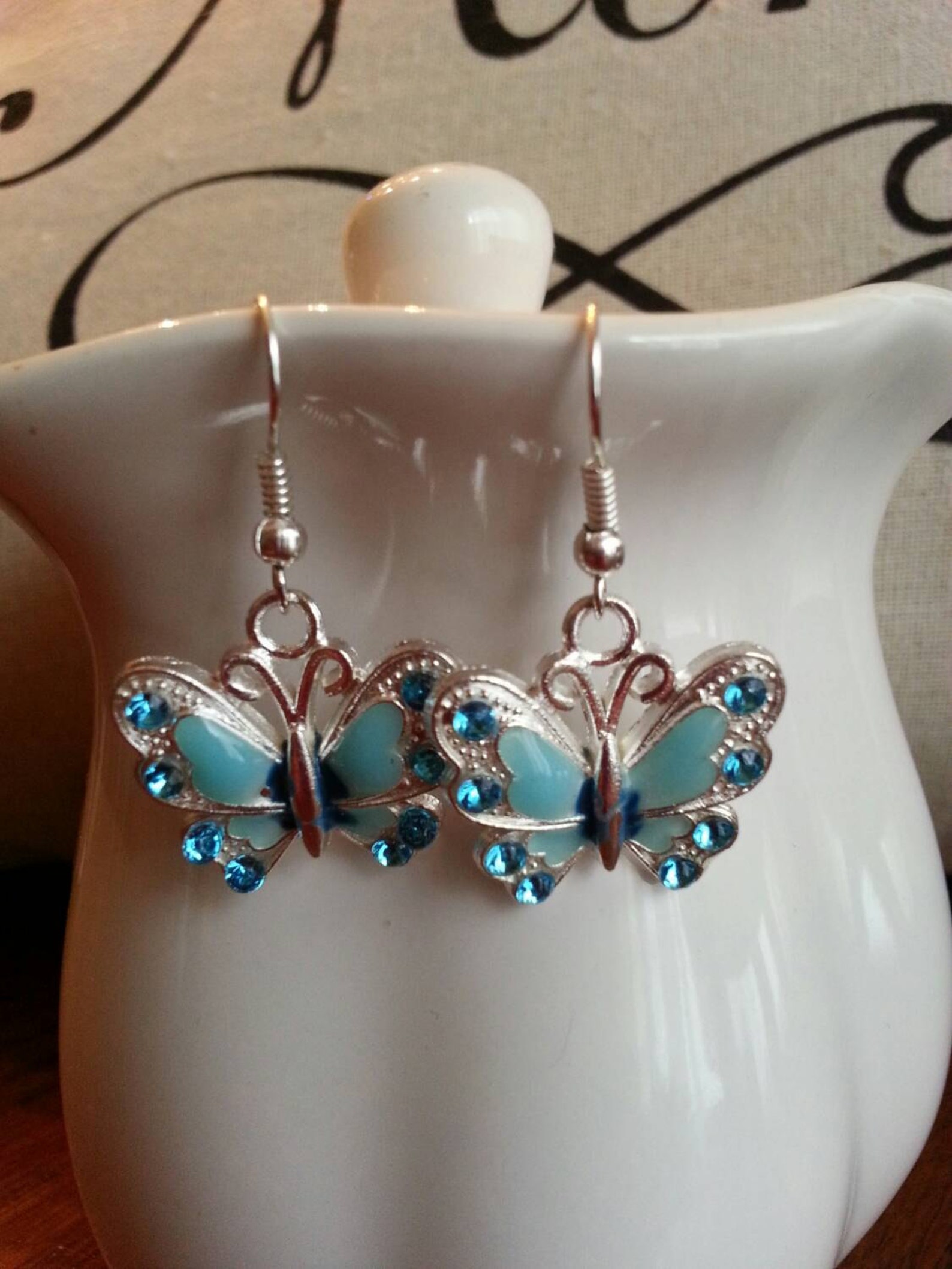 Blue Butterfly Earrings. Pure Silver-plated Butterfly - Etsy