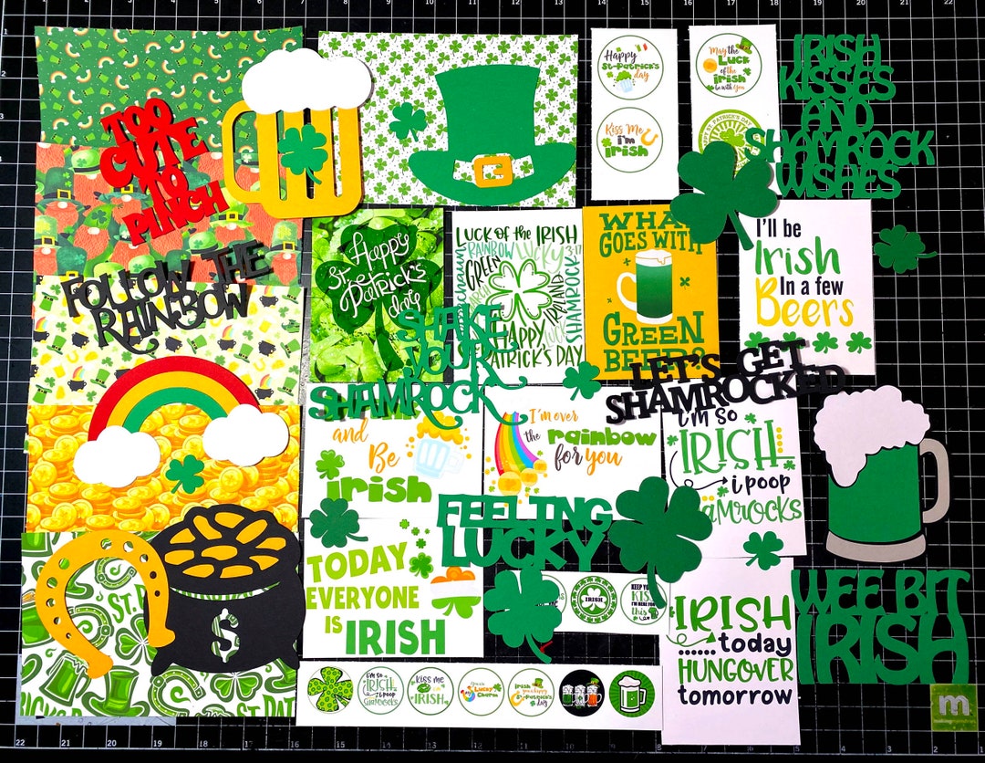 St. Patricks Day Scrapbook Kit! Paper, Die Cuts, Planner Stickers ...