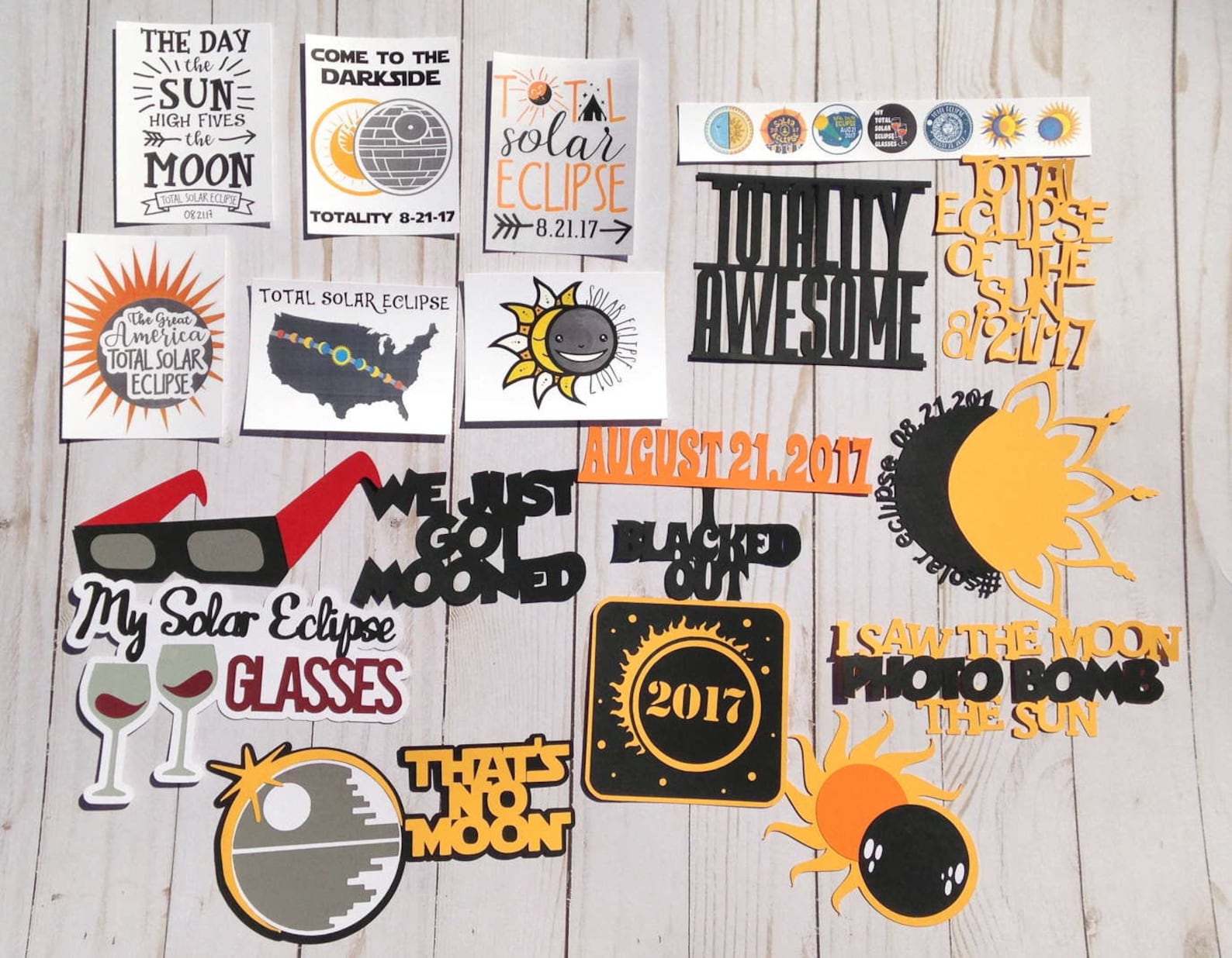 Solar Eclipse Scrapbook Kit Die-cut Set 12 Die-cuts and | Etsy