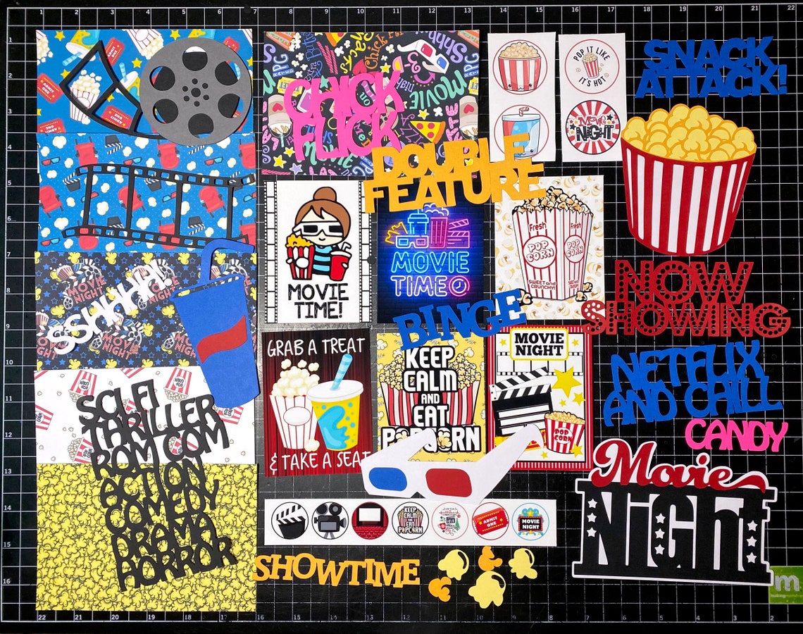 MOVIE NIGHT Scrapbook Kit Scrapbook Paper Project Life - Etsy