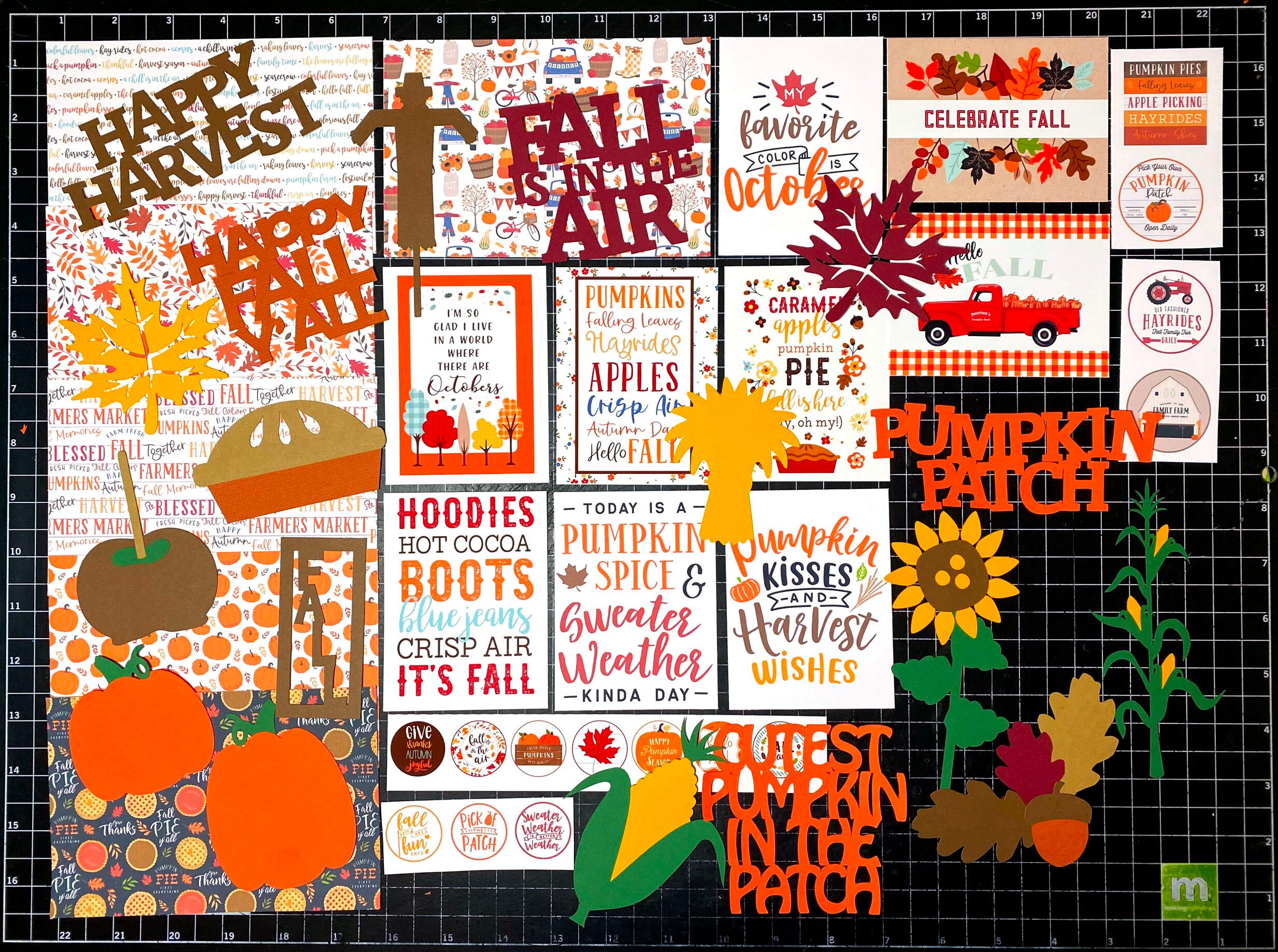 Paper Craft Supplies & Tools Fall autumn thanksgiving die cut stickers ...