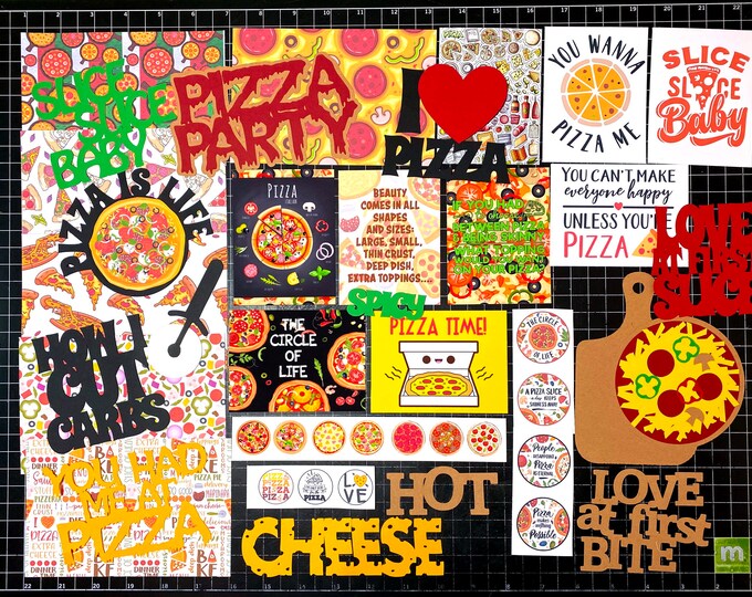 Pizza Party Scrapbook Kit, Scrapbook Paper, Project Life, Die Cuts ...