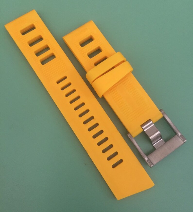 Vintage Iconic Style Retro Yellow Silicone Rubber Diver Watch Strap ...