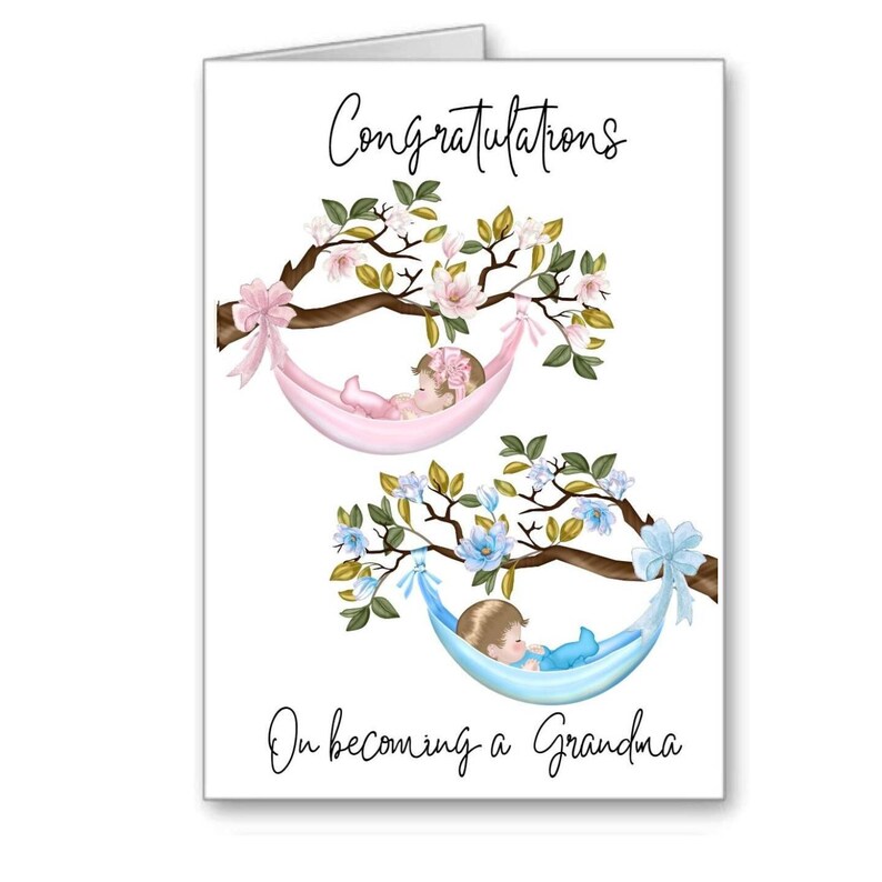 Congratulations on Becoming a Grandma Card Twins Girl and Boy - Etsy