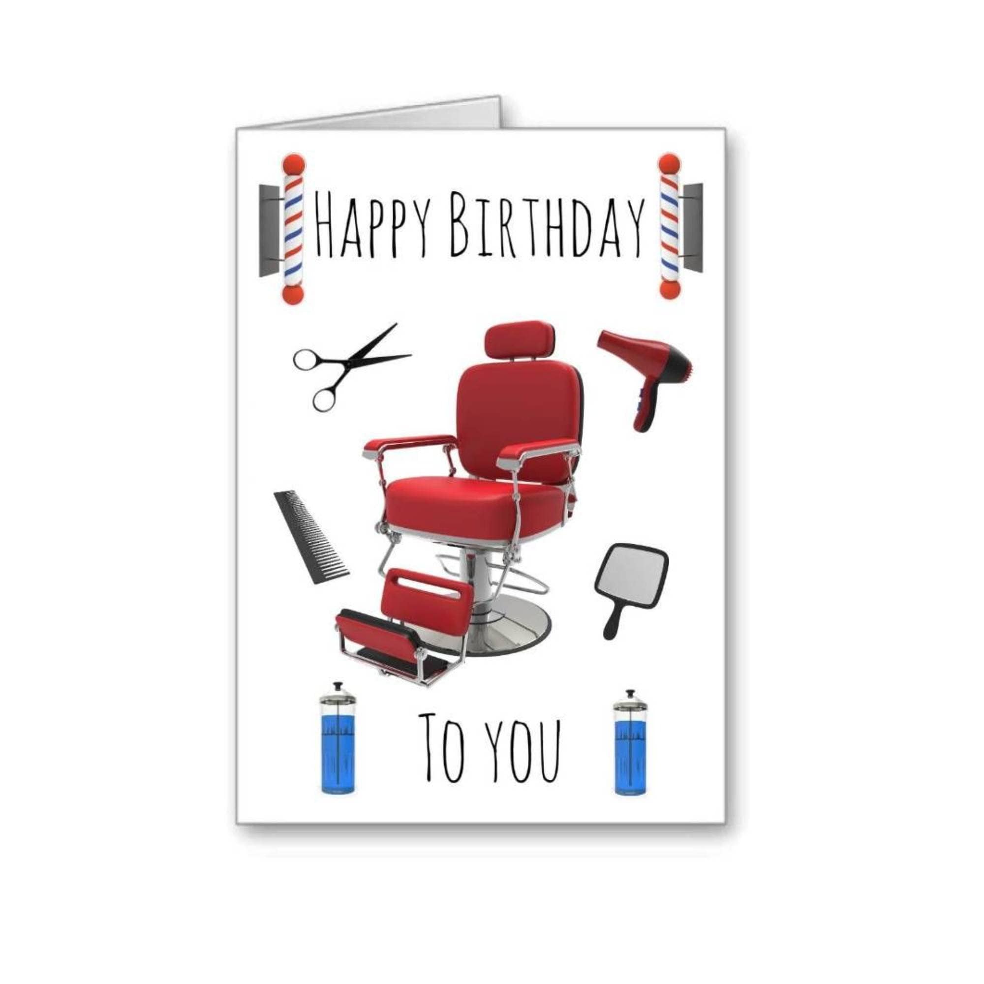 Mens Hairdresser Barbers Happy Birthday Card Watercolour Effect ...