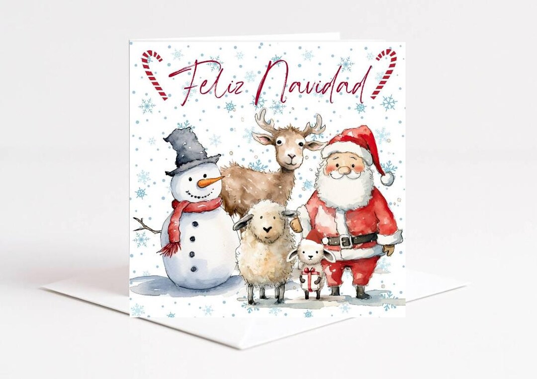 Spain Christmas Card Spanish Cute Snowman Father Christmas - Etsy UK
