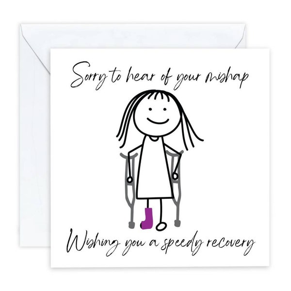 Card With Crutches Get Well - Etsy UK