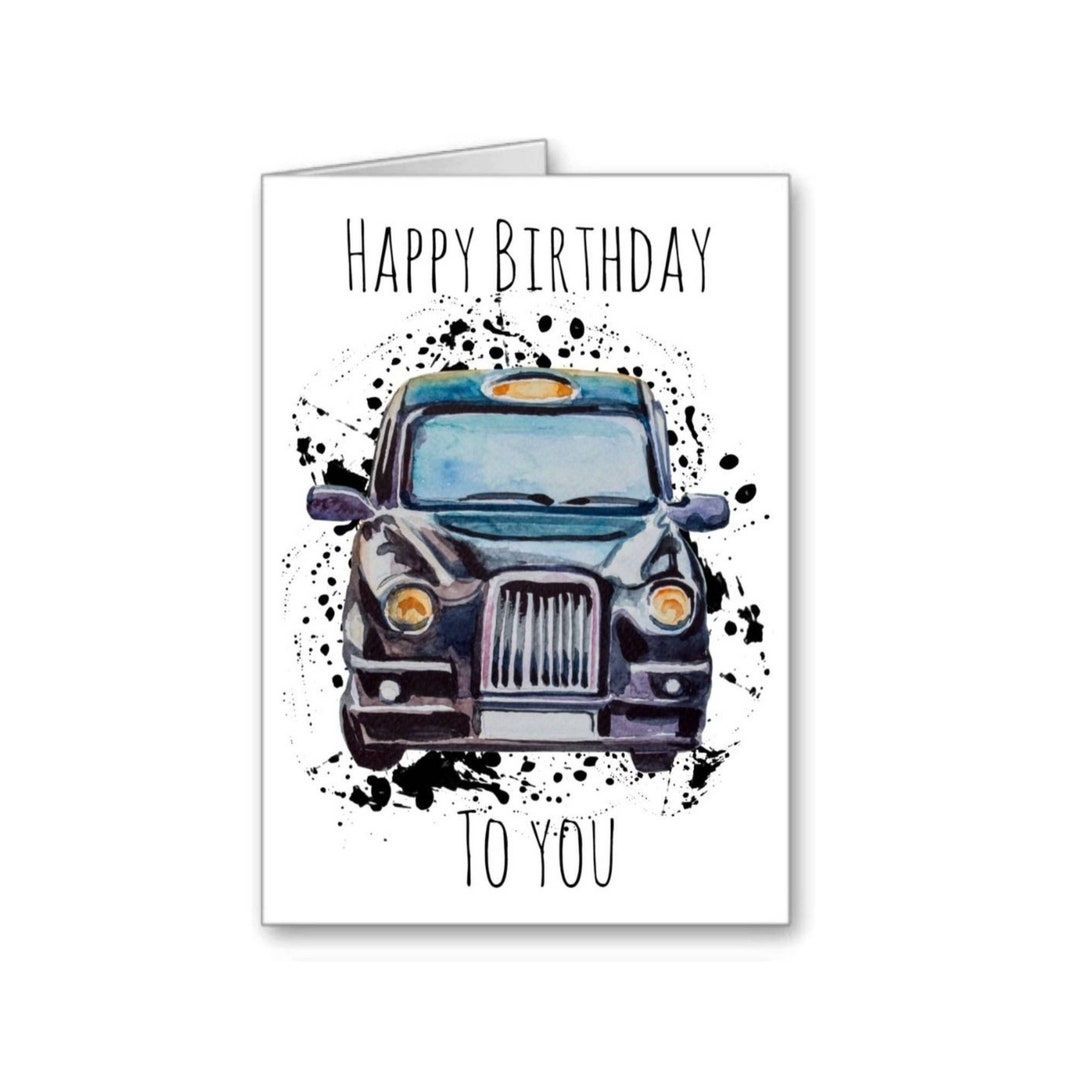 Taxi Driver Happy Birthday to You Card Watercolour Effect supplied With ...